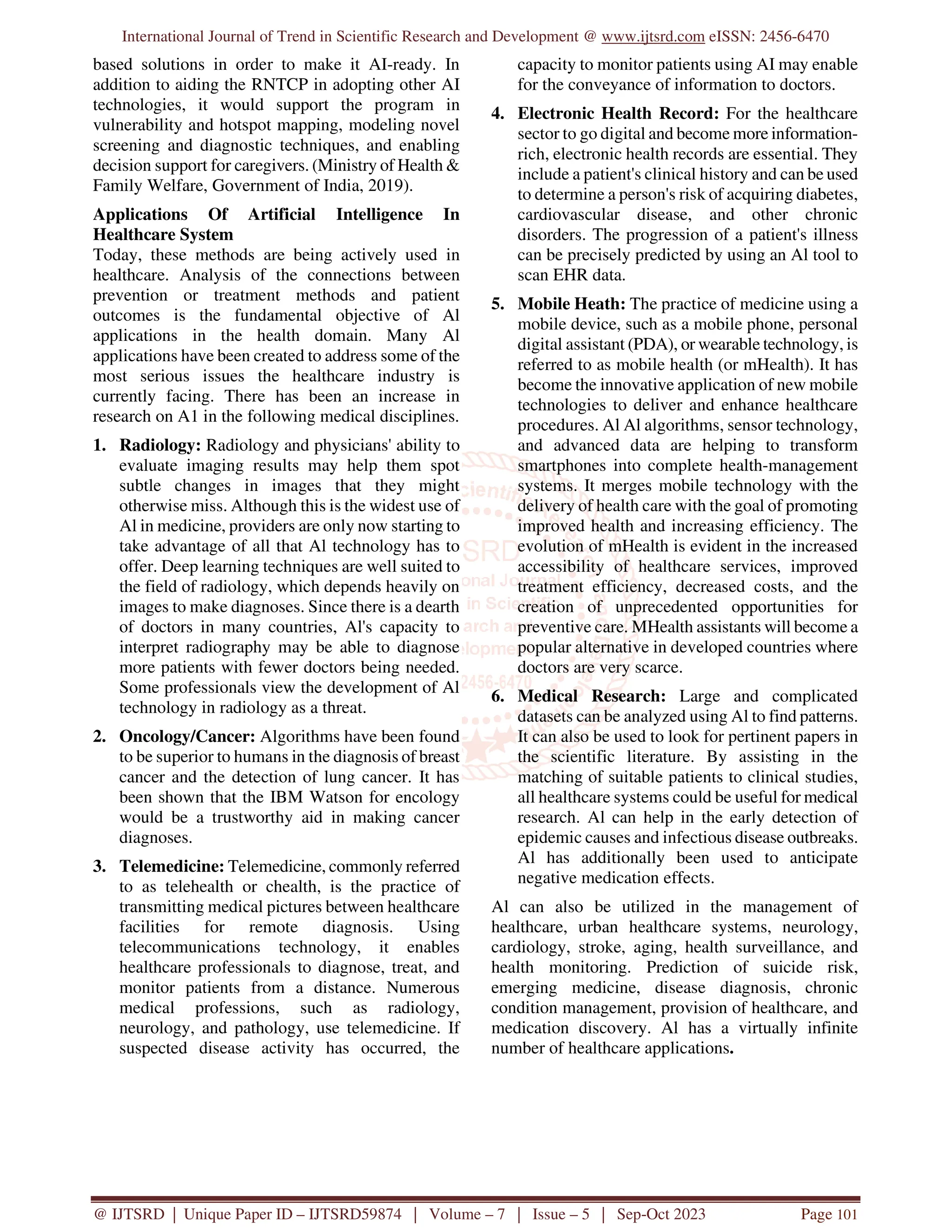 The Role of Artificial Intelligence in Revolutionizing Healthcare A Comprehensive Review | PDF