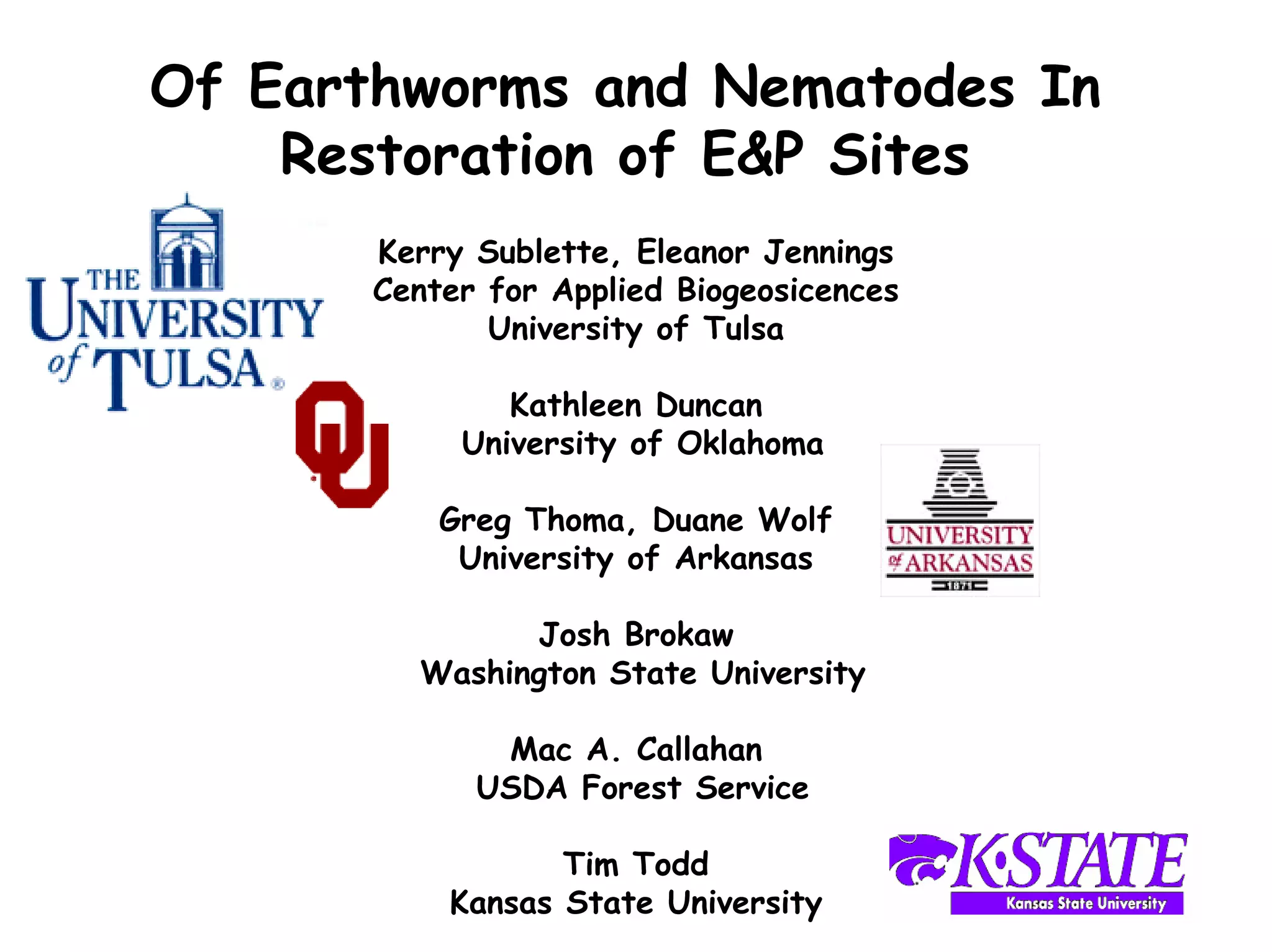Restoration of E&P Sites | PDF