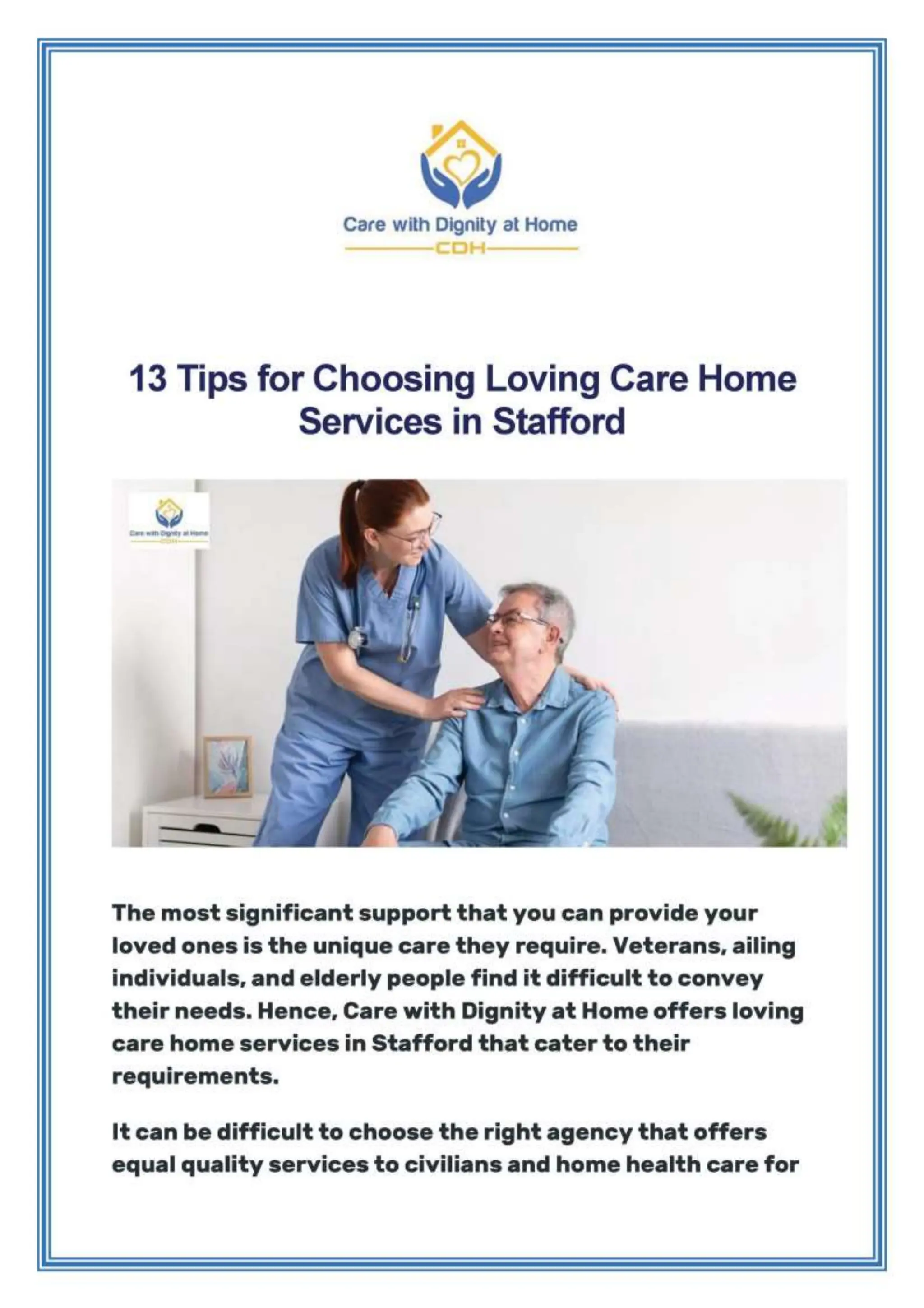 13 Tips for Choosing Loving Care Home Services in Stafford | PPT
