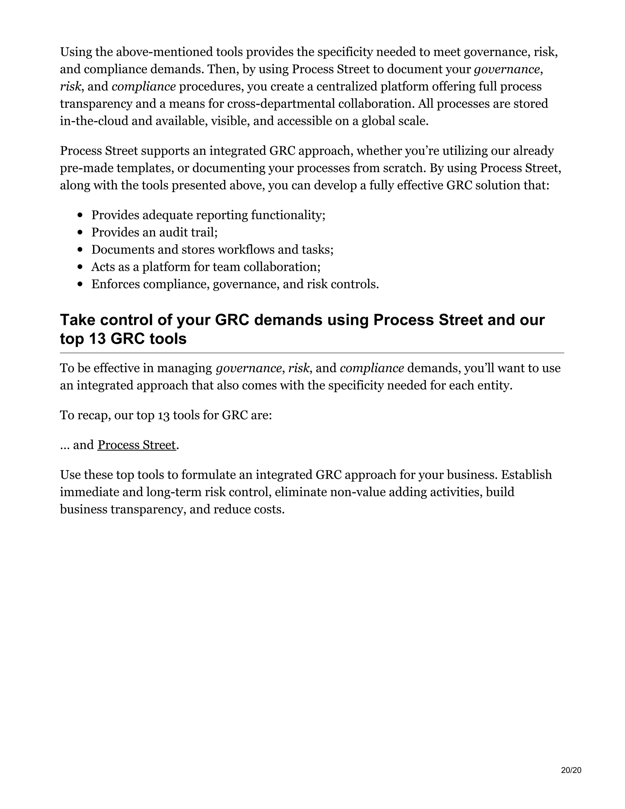 13 Top GRC Tools for an Integrated Governance, Risk and Compliance Strategy | PDF