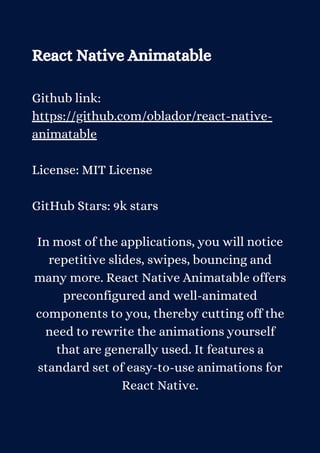 13 top react native animation libraries to create stellar ux | PDF