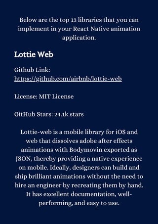 13 top react native animation libraries to create stellar ux | PDF