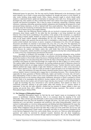 Students’ Experiences in Teaching and Learning Islamic Education Using ...