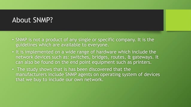 SNMP(Simple Network Management Protocol) | PPTX | Computer Networking | Computing