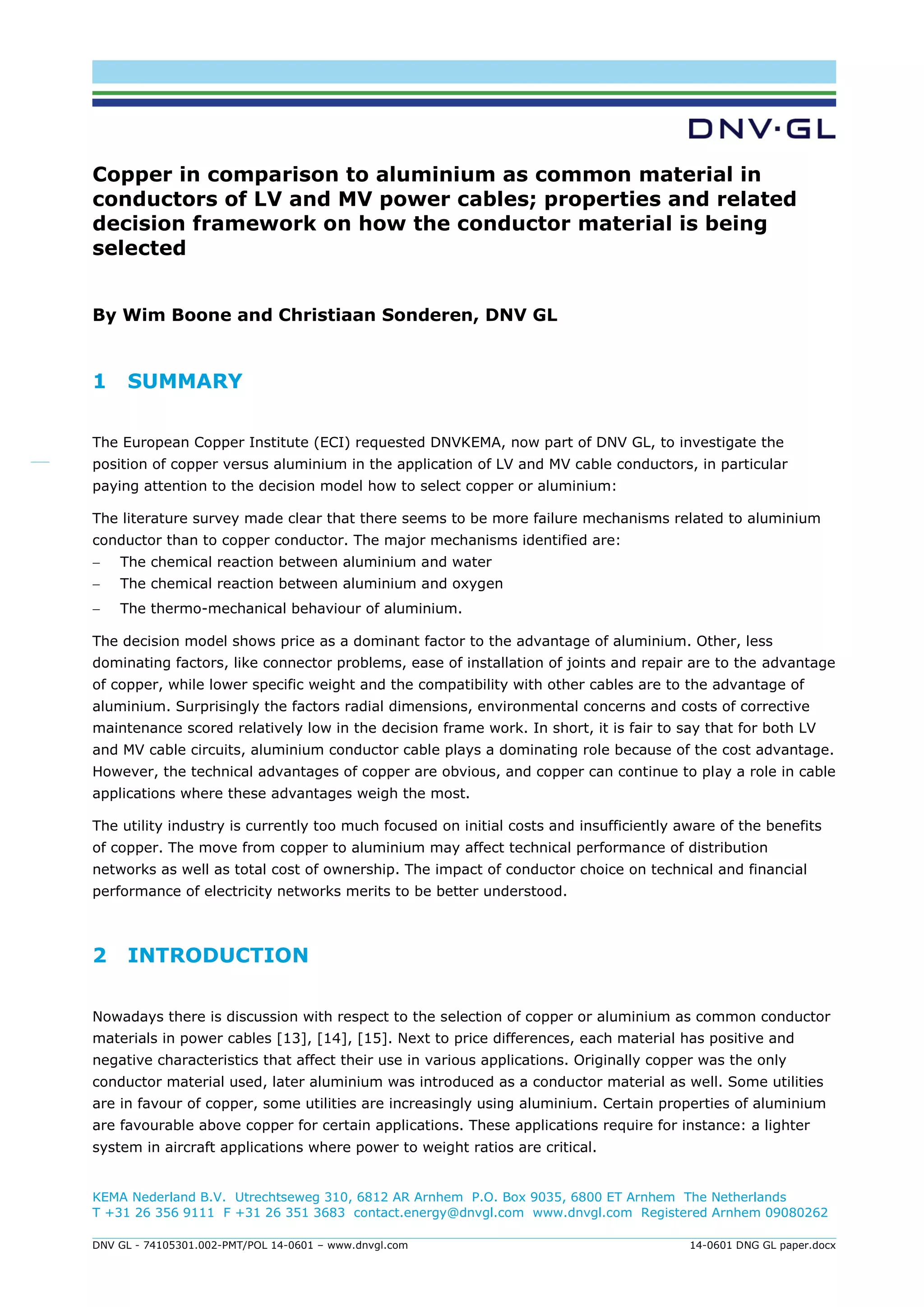 Copper in comparison to aluminium as common material in conductors of ...