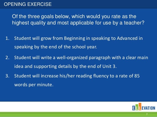 Writing Goals for English Learners