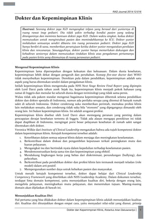 Dokter dan Kepemimpinan Klinis | PDF