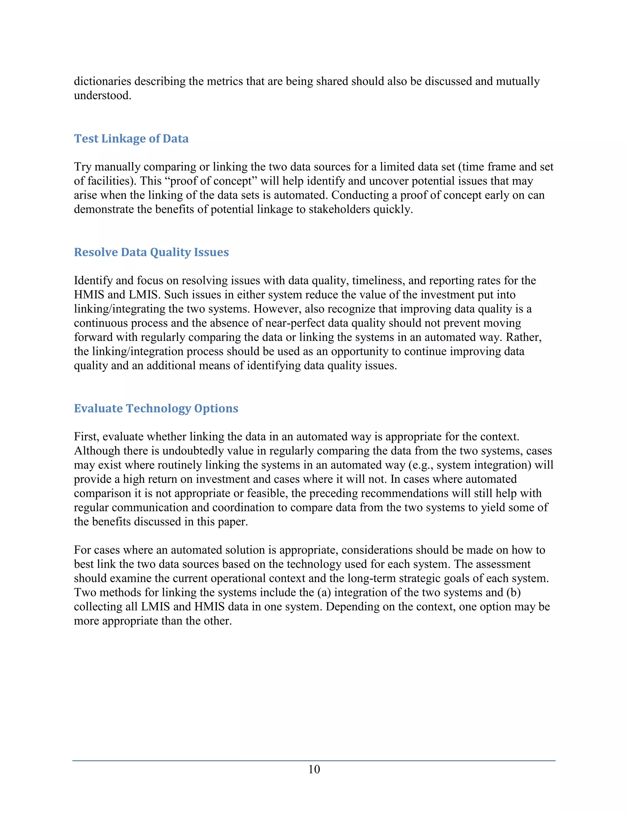 Considerations for the integration of HMIS and LMIS | PDF
