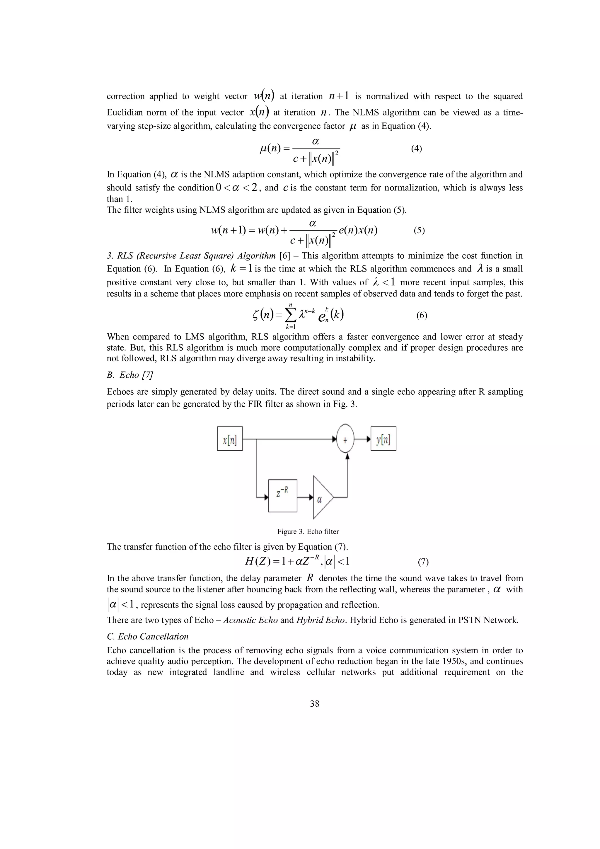 Echo Cancellation Algorithms using Adaptive Filters: A Comparative Study | PDF