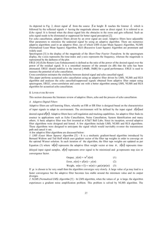 Echo Cancellation Algorithms using Adaptive Filters: A Comparative ...