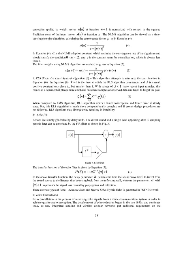 Echo Cancellation Algorithms using Adaptive Filters: A Comparative Study | PDF