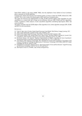 Echo Cancellation Algorithms using Adaptive Filters: A Comparative Study | PDF