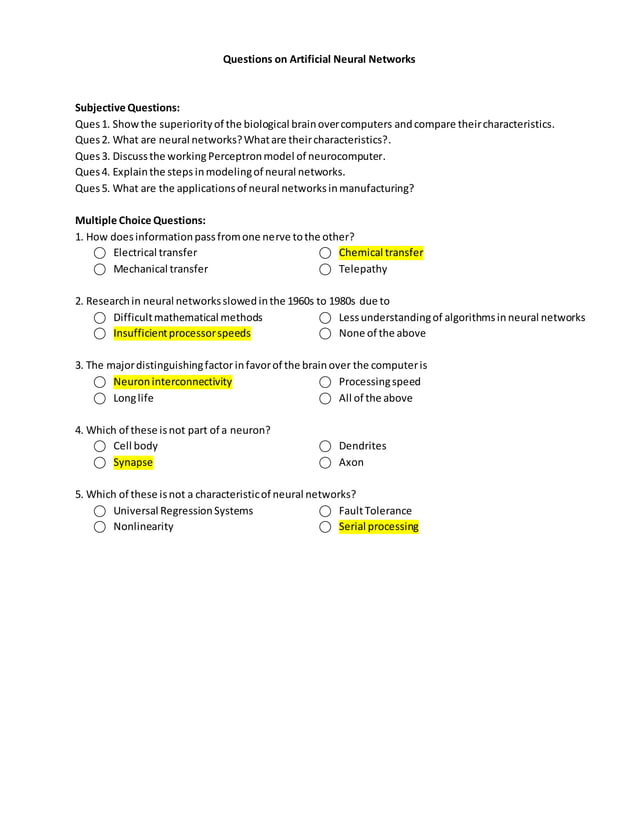mohsin dalvi artificial neural networks questions | PDF