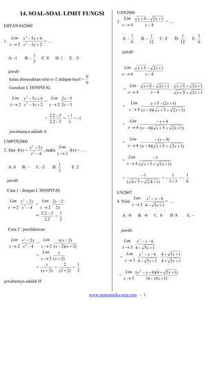 14. soal soal limit fungsi | PDF