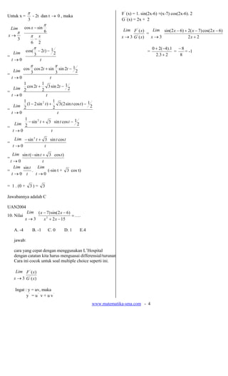 14. soal soal limit fungsi | PDF