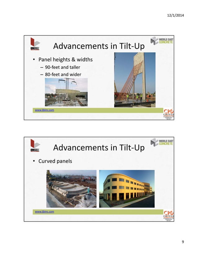 Tilt up concrete Construction advancec & Applications | PDF