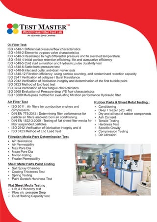 Oil Flat Sheet Media Test Lab | PDF