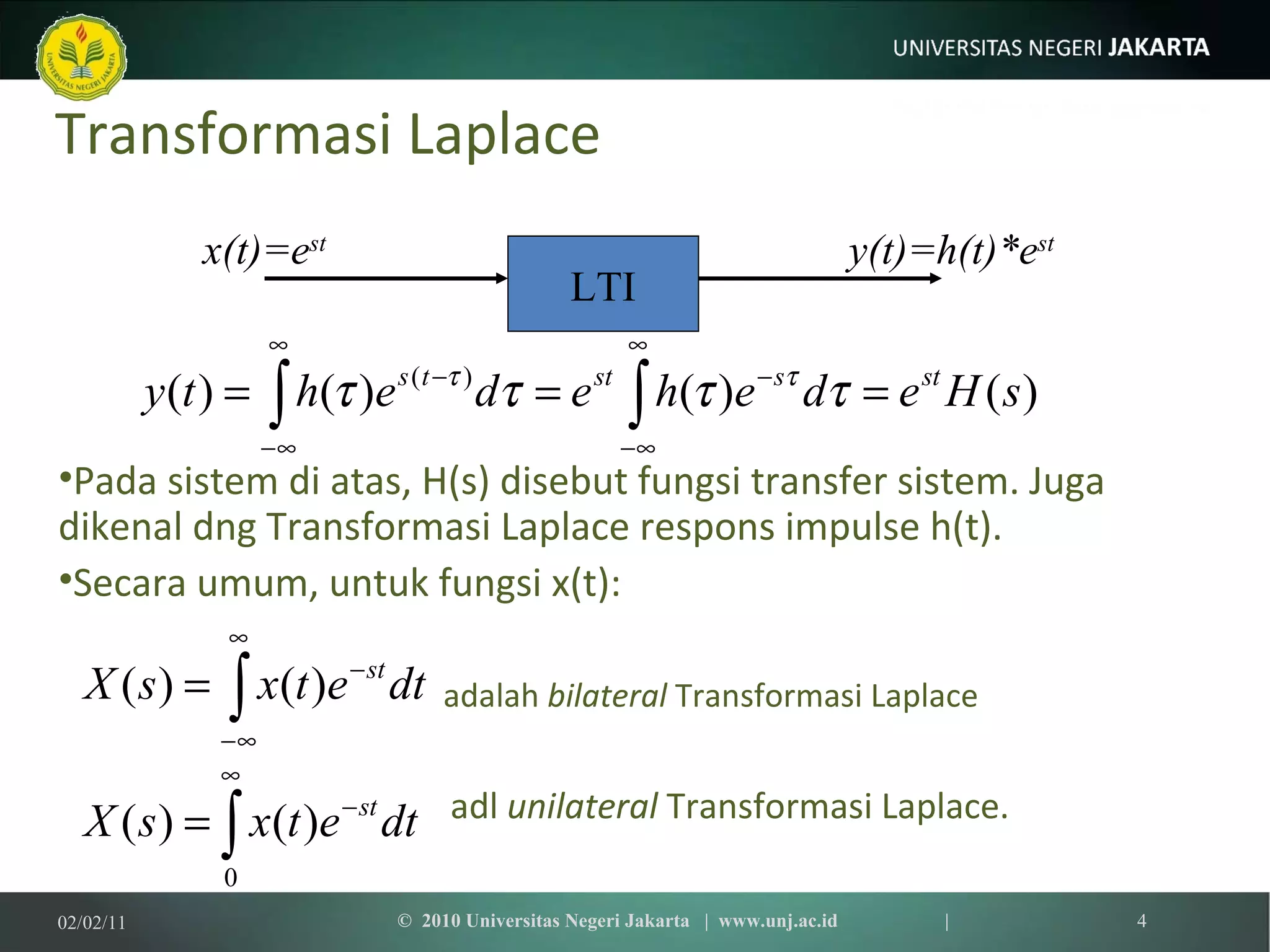 Fisika Matematika II (14 - 15) transformasi-integral | PPT