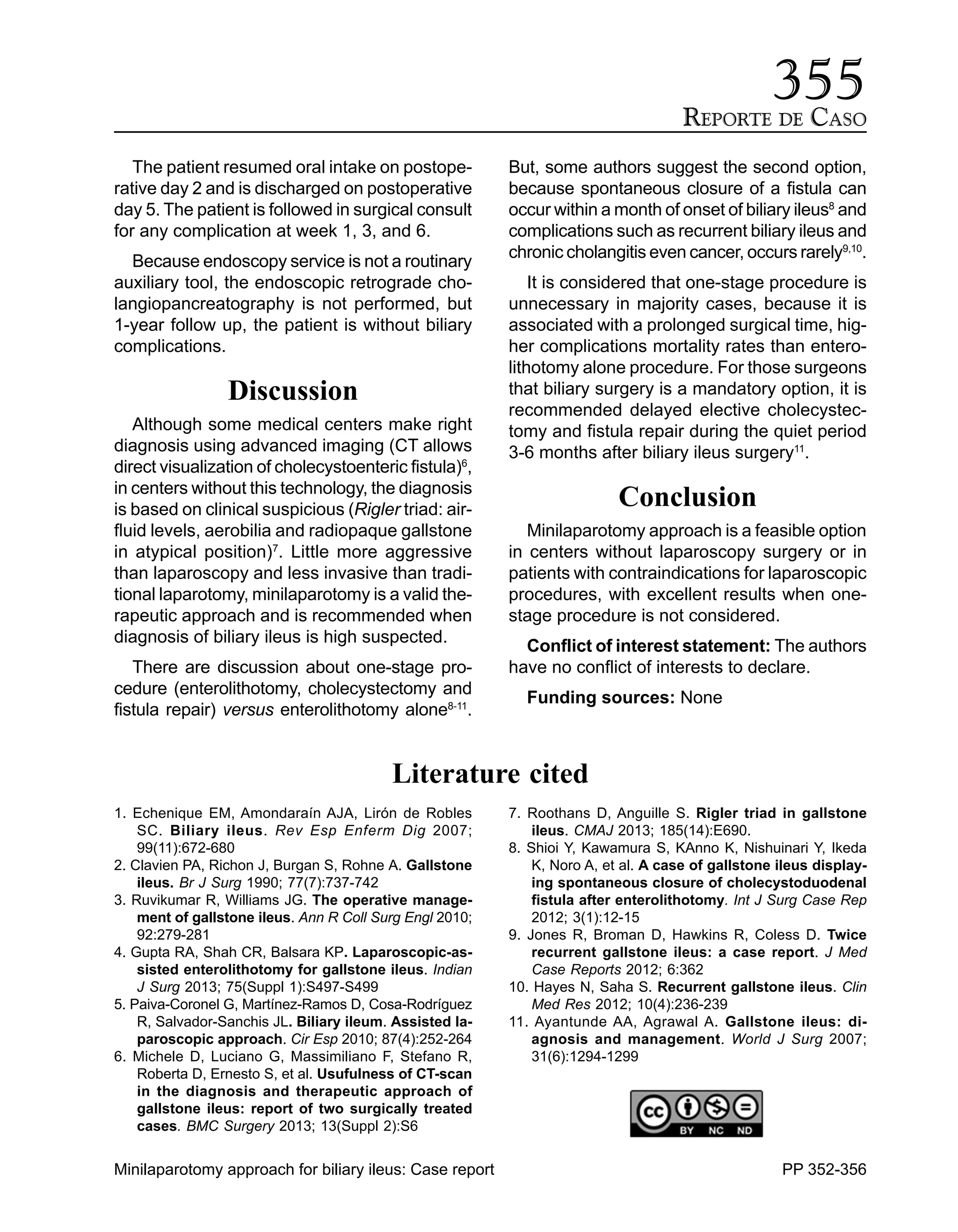 Minilaparotomy approach for biliary ileus. | PDF