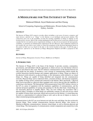 A MIDDLEWARE FOR THE INTERNET OF THINGS | PDF
