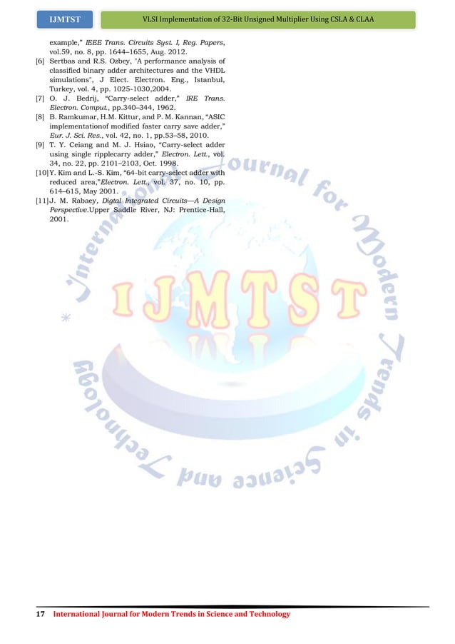 Vlsi Implementation Of 32 Bit Unsigned Multiplier Using Csla And Claa Pdf