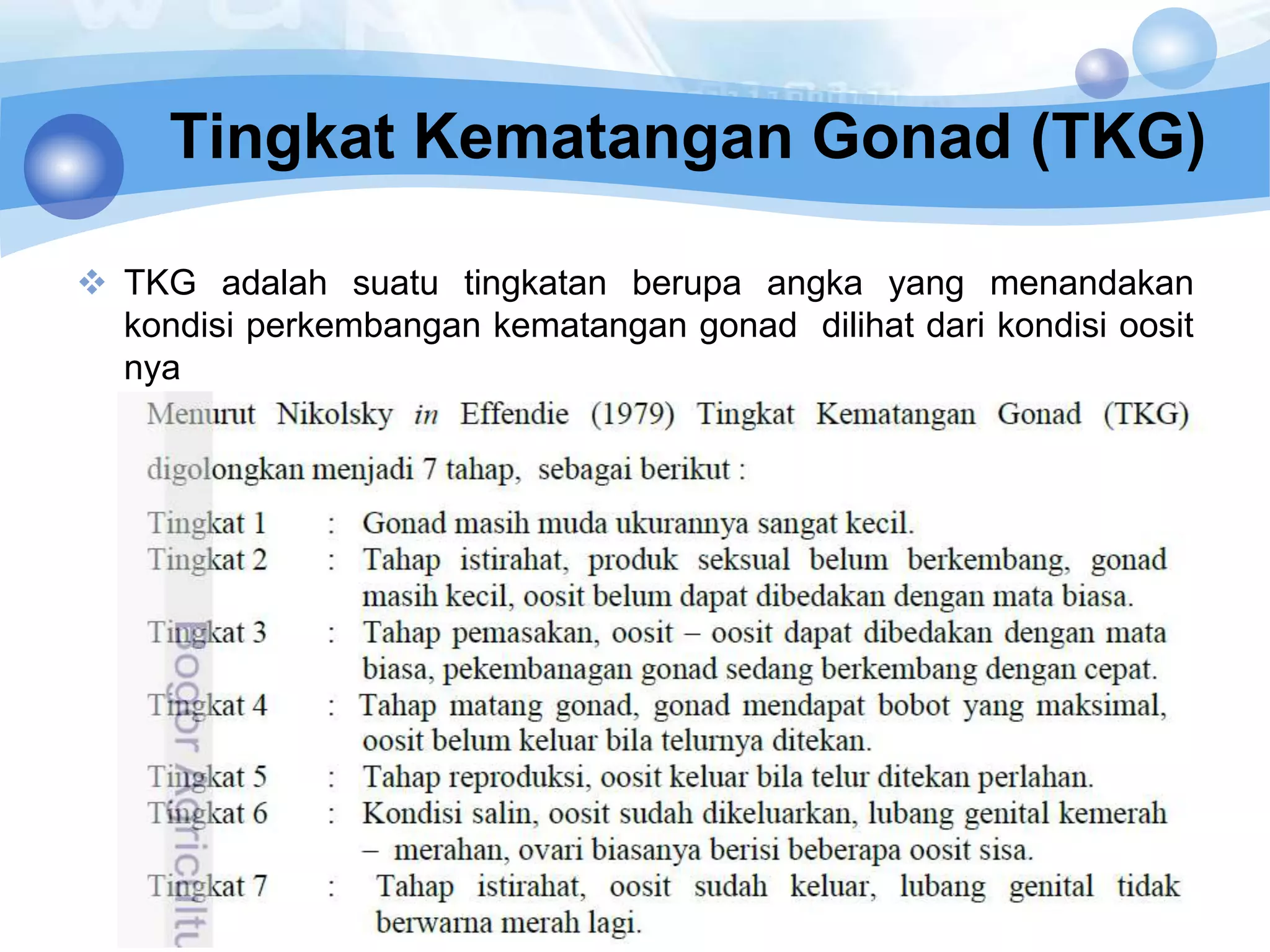parameter penelitian reproduksi ikan | PPTX
