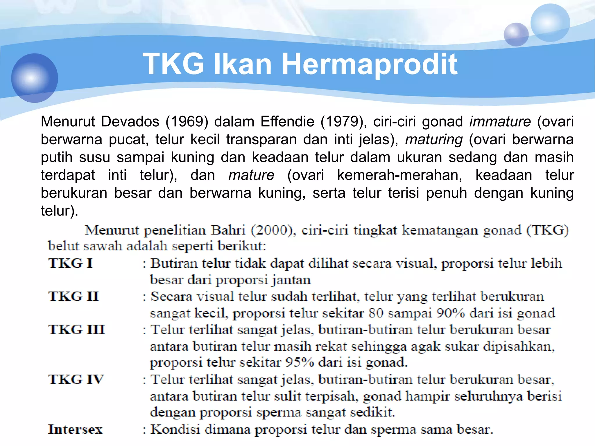 parameter penelitian reproduksi ikan | PPTX