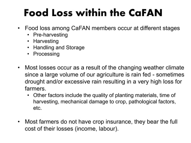 CaFAN Food Loss Experiences | PPT