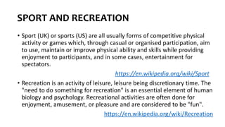 GLOBAL PERSPECTIVE CAMBRIDGE IGCSE: SPORT AND RECREATION | PPTX