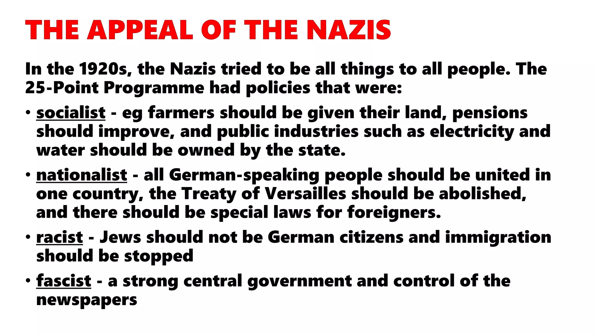HISTORY YEAR 10: NAZI IDEOLOGY | PPTX | Political Issues & policy ...