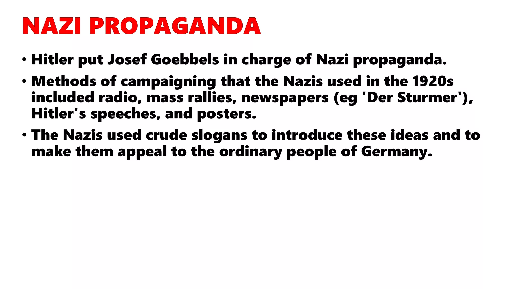 HISTORY YEAR 10: NAZI IDEOLOGY | PPTX | Political Issues & policy ...