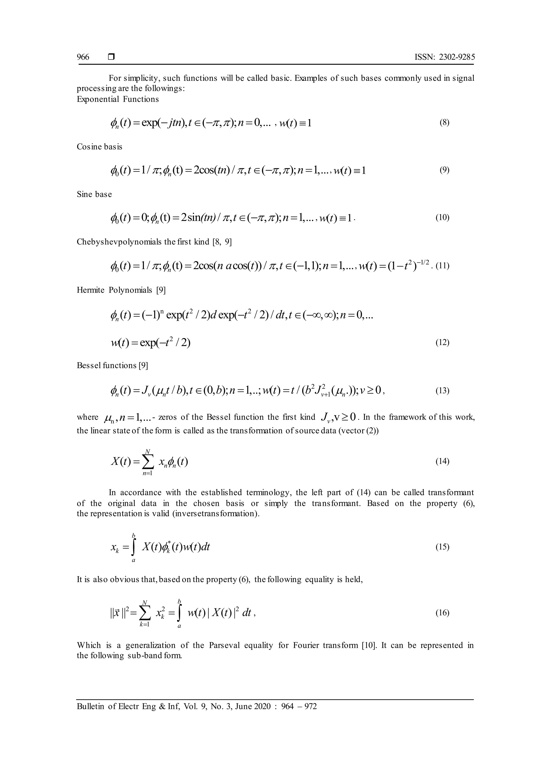 Generalized sub band analysis and signal synthesis | PDF