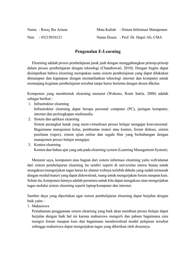 14. sim, ressy ika ariana, hapzi ali, pengenalan elearning, universitas mercu buana, 2017. | PDF