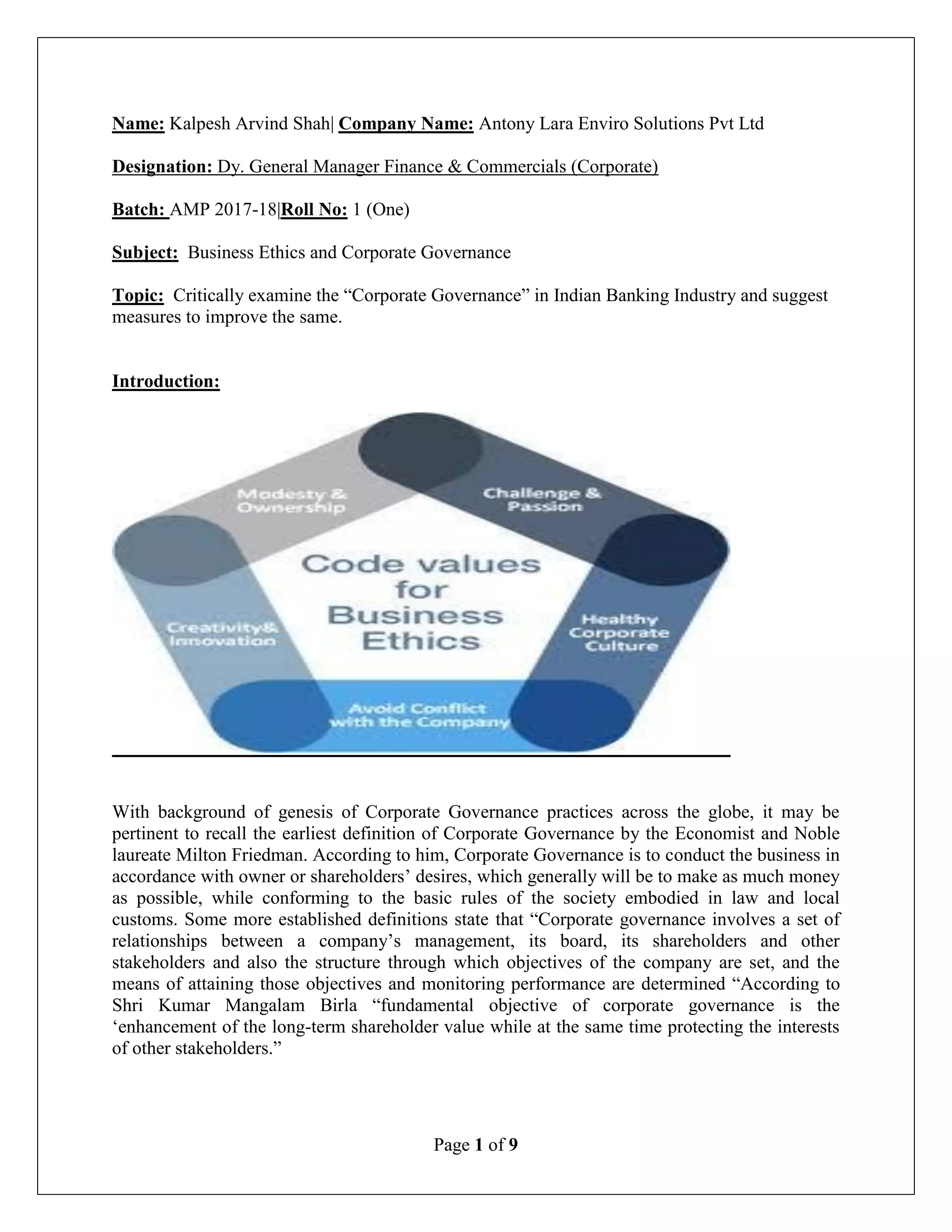 business ethics and corporate governance | PDF
