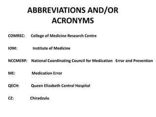 Auditing Medication errors in hospitalised patients at Chiradzulu and ...