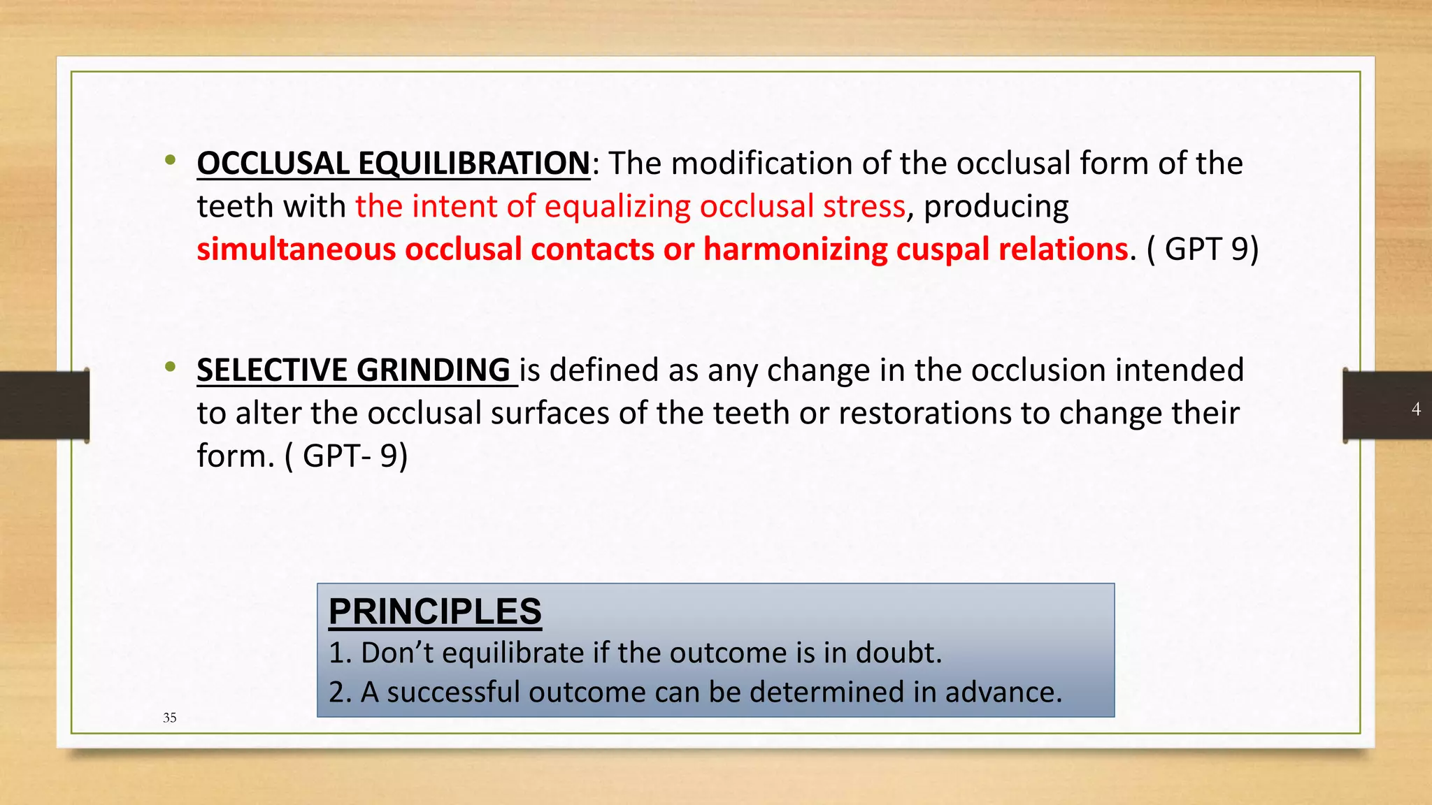 Occlusal equilibration - Kelly | PPTX