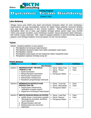 Training "Dynamic TEAMWORK BUILDING" | PDF