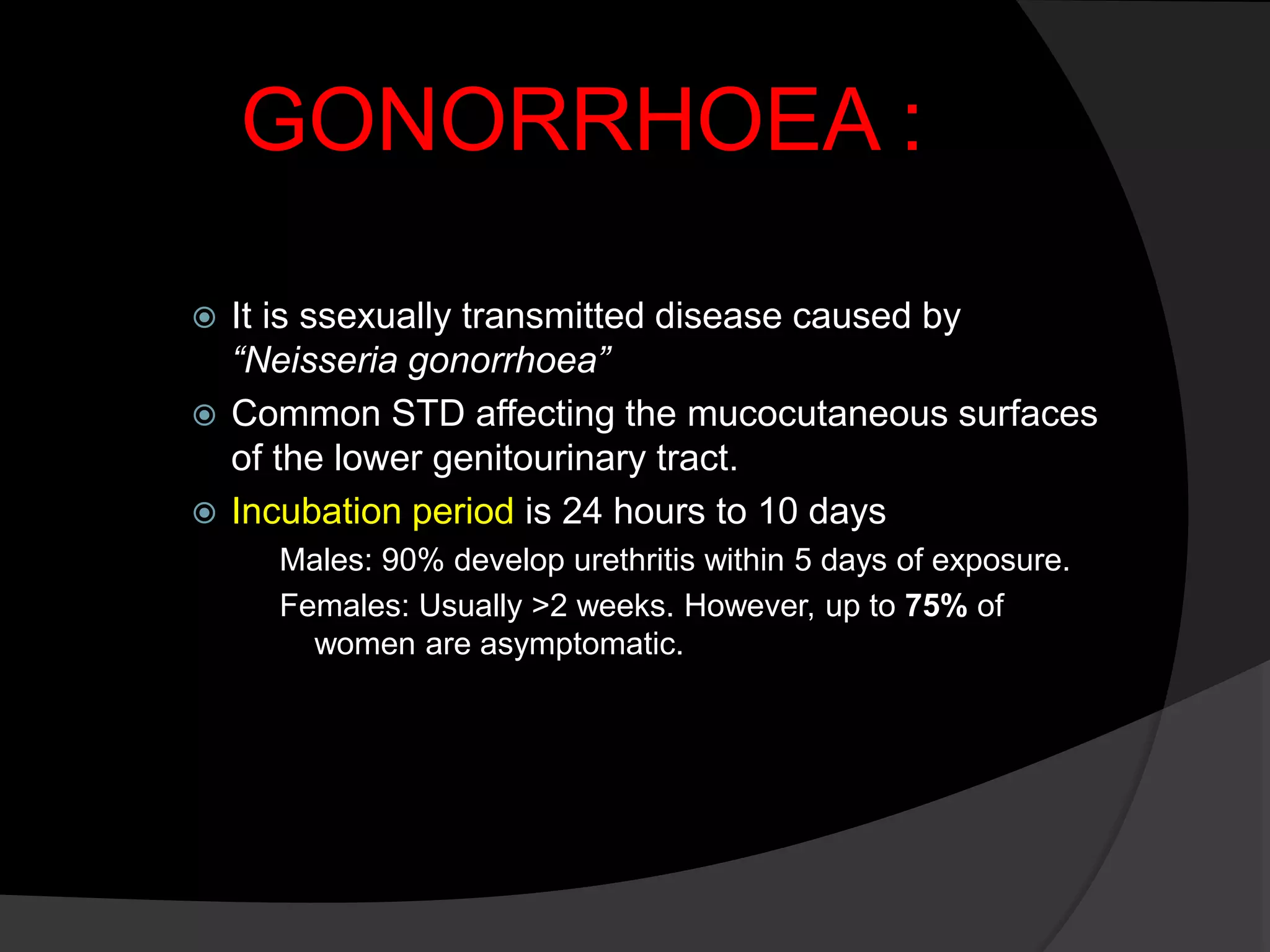 14. sexually transmitted diseases gonorrhoea | PPTX | Sexual Conditions | Sexual Health