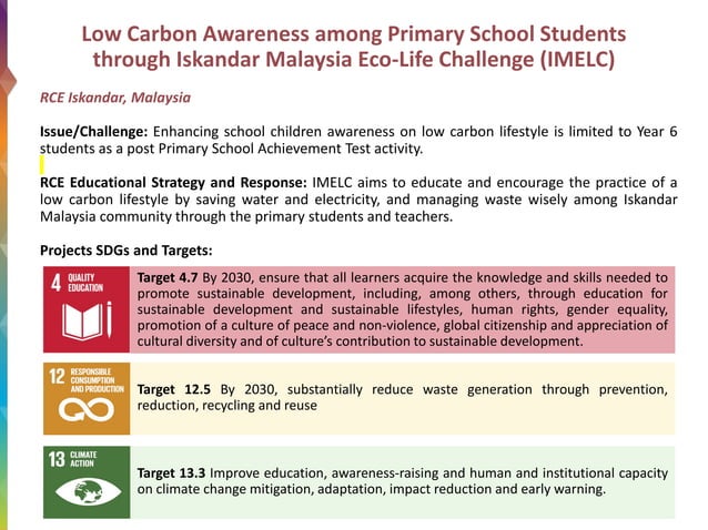 Low Carbon Awareness among Primary School Students through Iskandar Malaysia Eco-Life Challenge ...