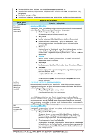 RPP IPA KELAS 7 Bab 2.klasifikasi makhluk hidup | PDF