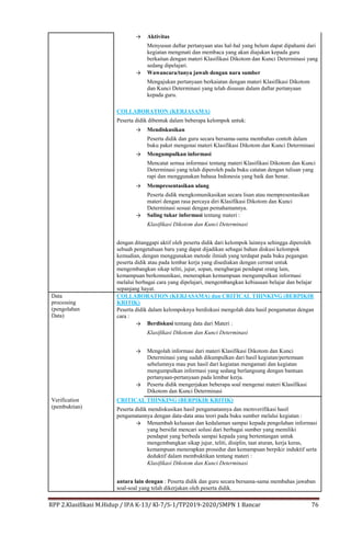 RPP IPA KELAS 7 Bab 2.klasifikasi makhluk hidup | PDF