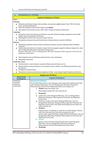 RPP IPA KELAS 7 Bab 2.klasifikasi makhluk hidup | PDF