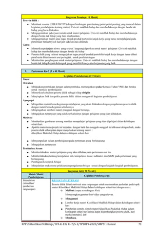 RPP IPA KELAS 7 Bab 2.klasifikasi makhluk hidup | PDF