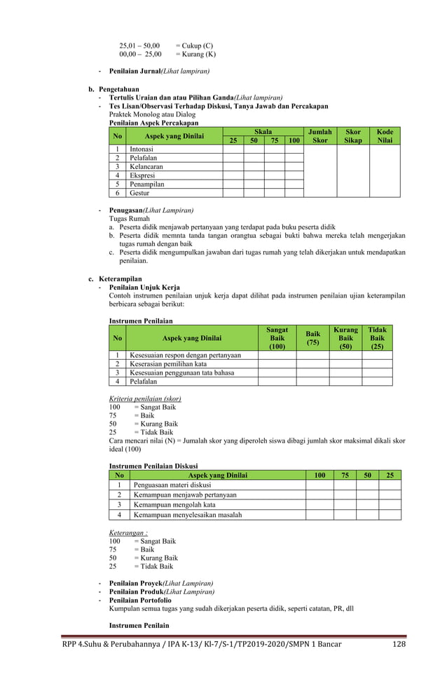 RPP IPA KELAS 7 SMP Bab 4. suhu dan perubahannya | PDF