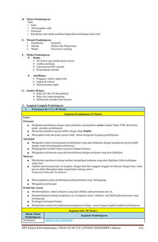 RPP IPA KELAS 7 SMP Bab 4. suhu dan perubahannya | PDF