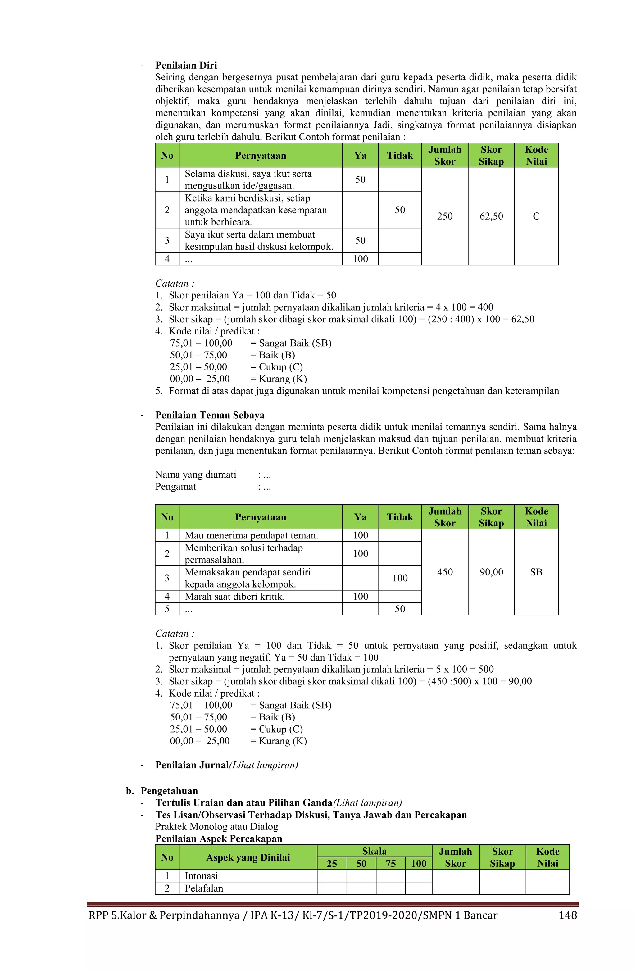 RPP IPA KELAS 7 SMP Bab 5.kalor dan perpindahannya | PDF