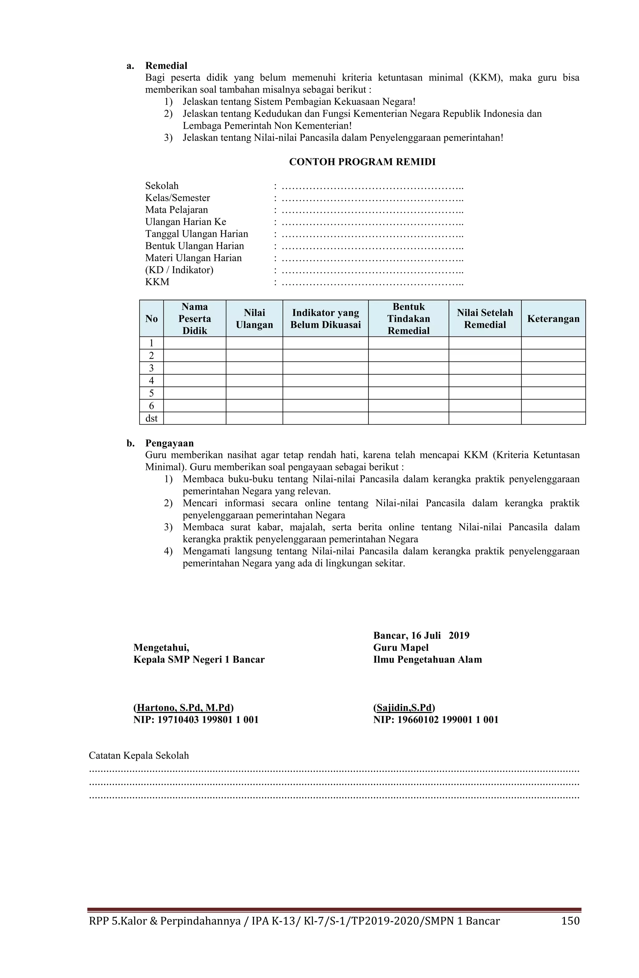 RPP IPA KELAS 7 SMP Bab 5.kalor dan perpindahannya | PDF