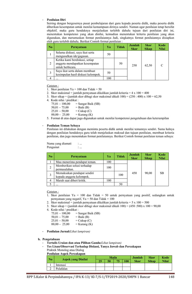 RPP IPA KELAS 7 SMP Bab 5.kalor dan perpindahannya | PDF