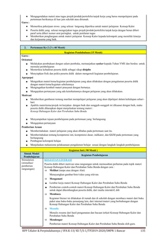 RPP IPA KELAS 7 SMP Bab 5.kalor dan perpindahannya | PDF