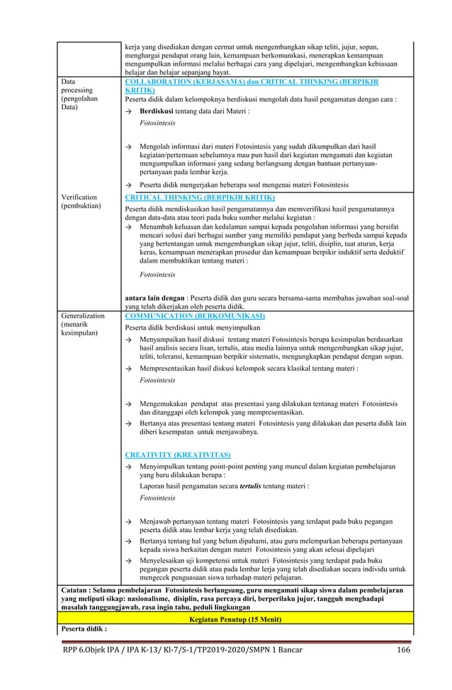 RPP IPA KELAS 7 Bab 6. energi dalam sistem kehidupan | PDF